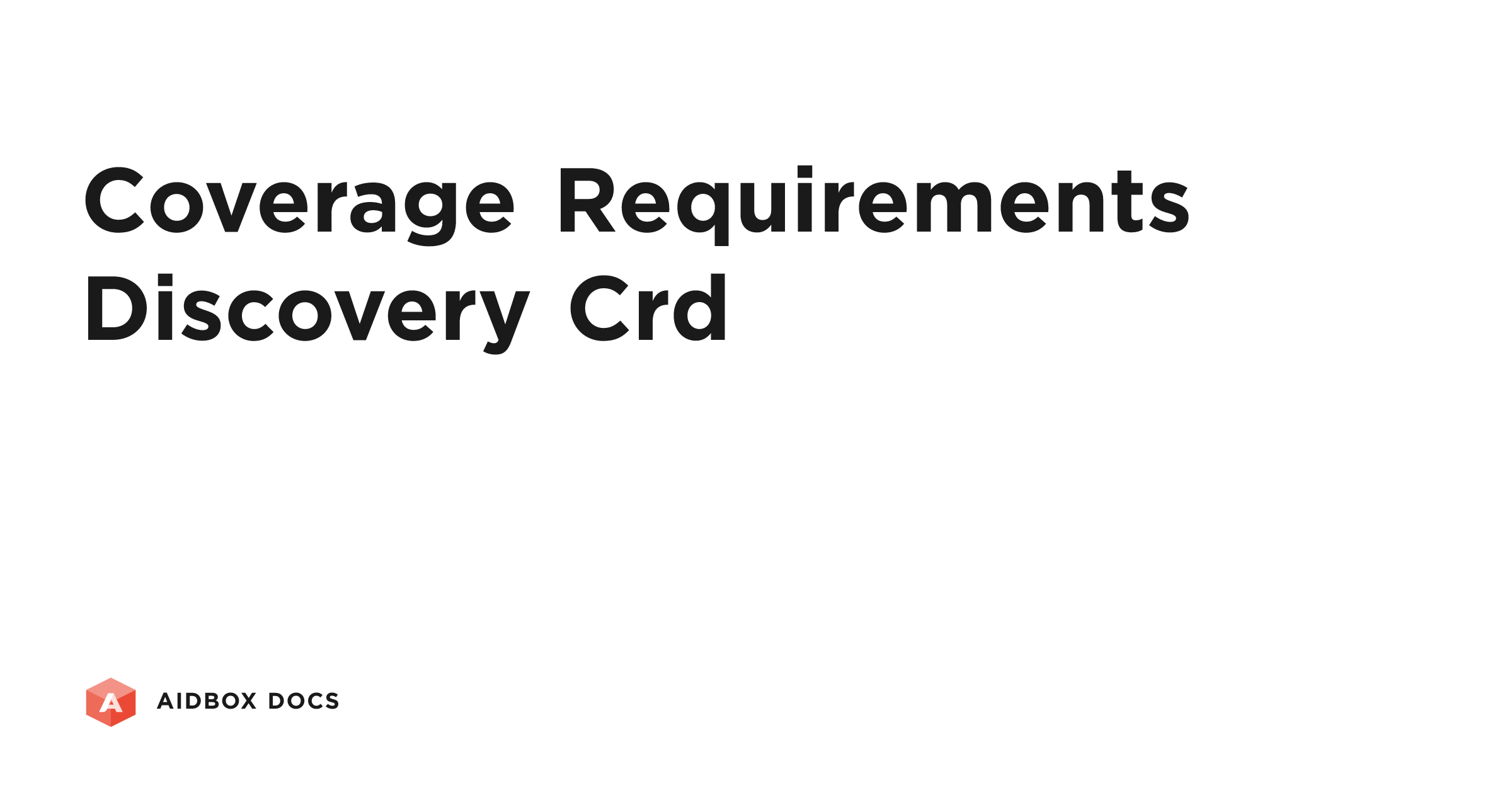 Coverage Requirements Discovery (CRD) | Aidbox Docs